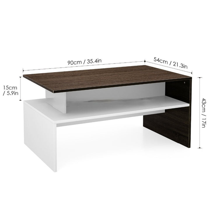 Modern Console Table Coffee Table 2-tier Rectangular Storage Open Shelf ...