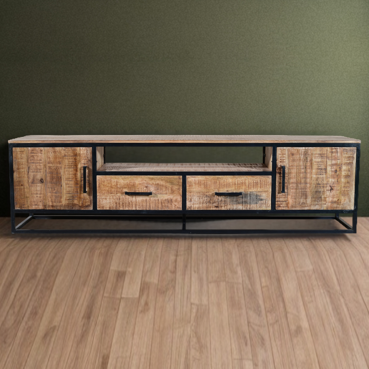 Wood Decor Sumas 2 Door 2 Drawer Tv Unit 200X40CM, Mango Wood ...