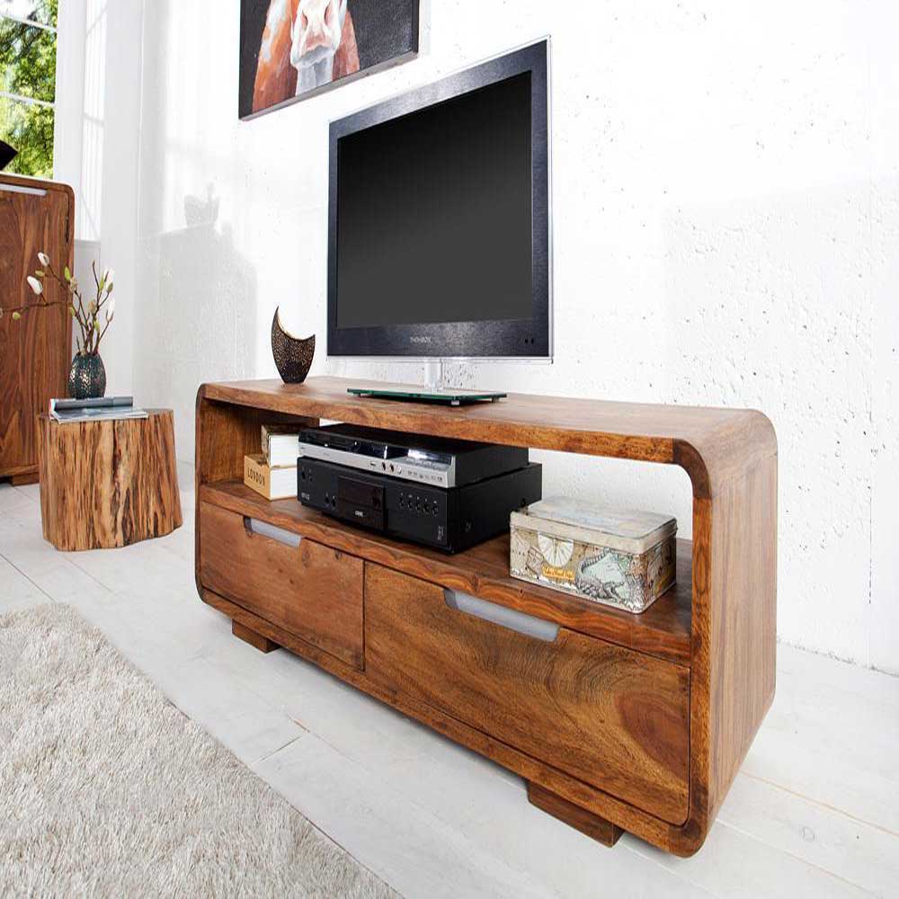Wood Decor Rounded Edge Tv Unit, Sheesham Wood - Furniture Store In ...