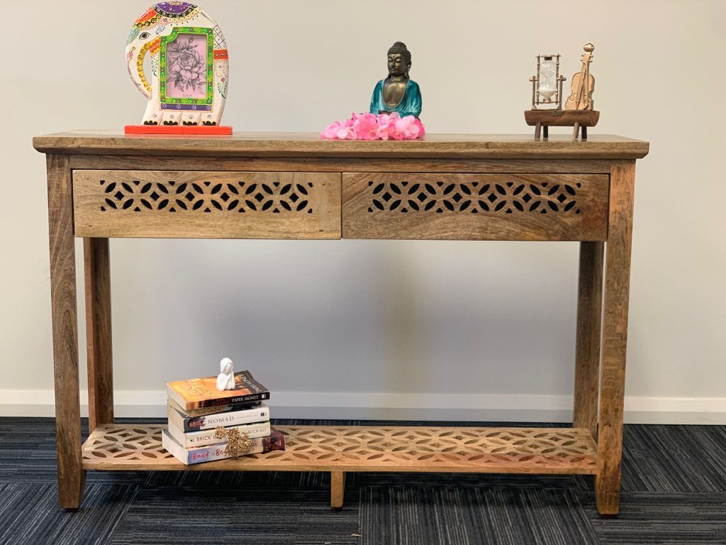 Wood Decor 2 Drawer Cutwork Console Table, Mango Wood - Furniture Store In Perth Australia ...