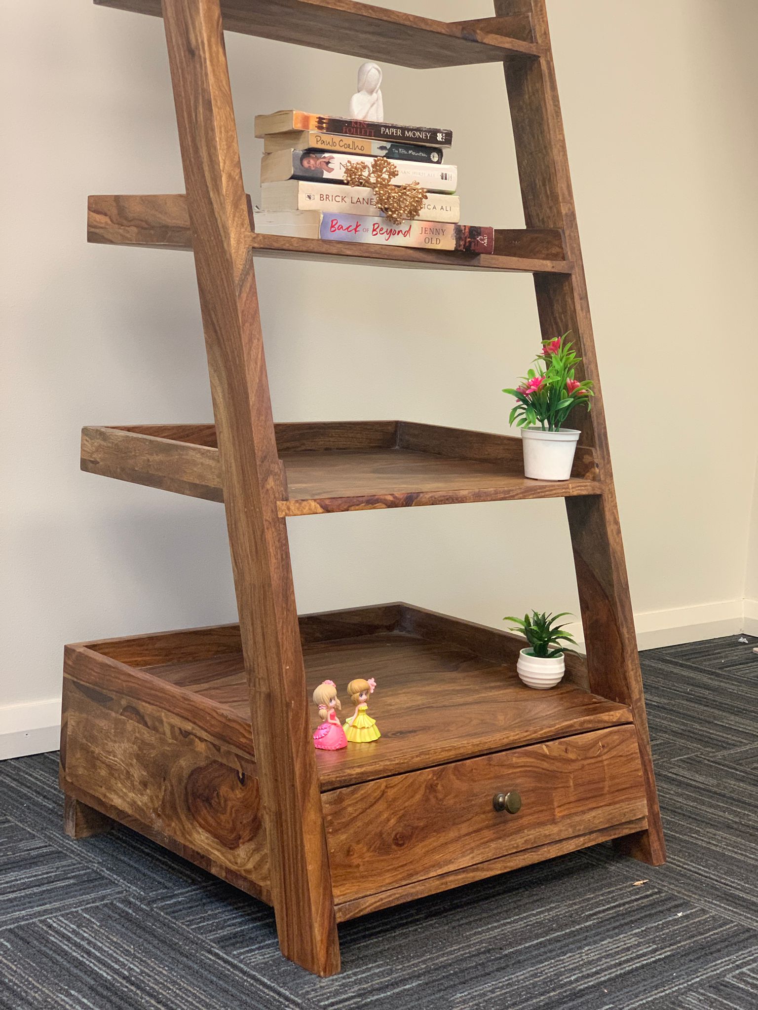 Wood Decor 1 Drawer 5 Open Shelf Bookcase, Sheesham Wood - Furniture ...