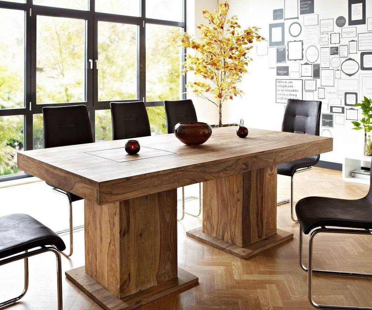 Wood Decor Square Leg Dining Table, Mango Wood - Furniture Store In ...