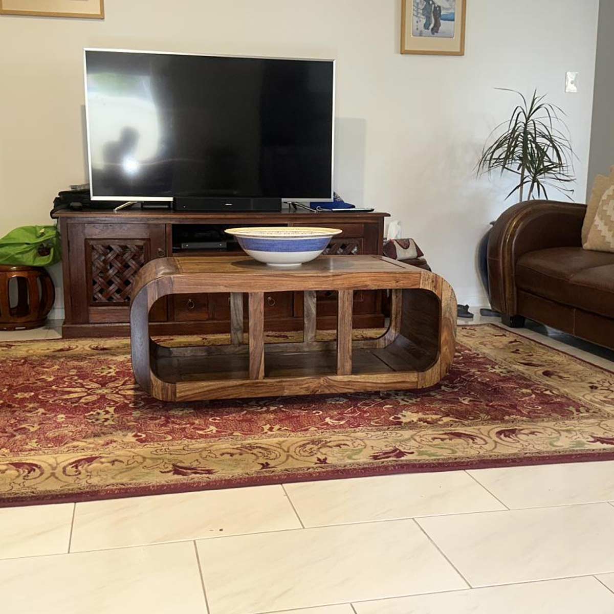 Wood Decor Rounded Edge Coffee Table,Rosewood - Furniture Store In ...