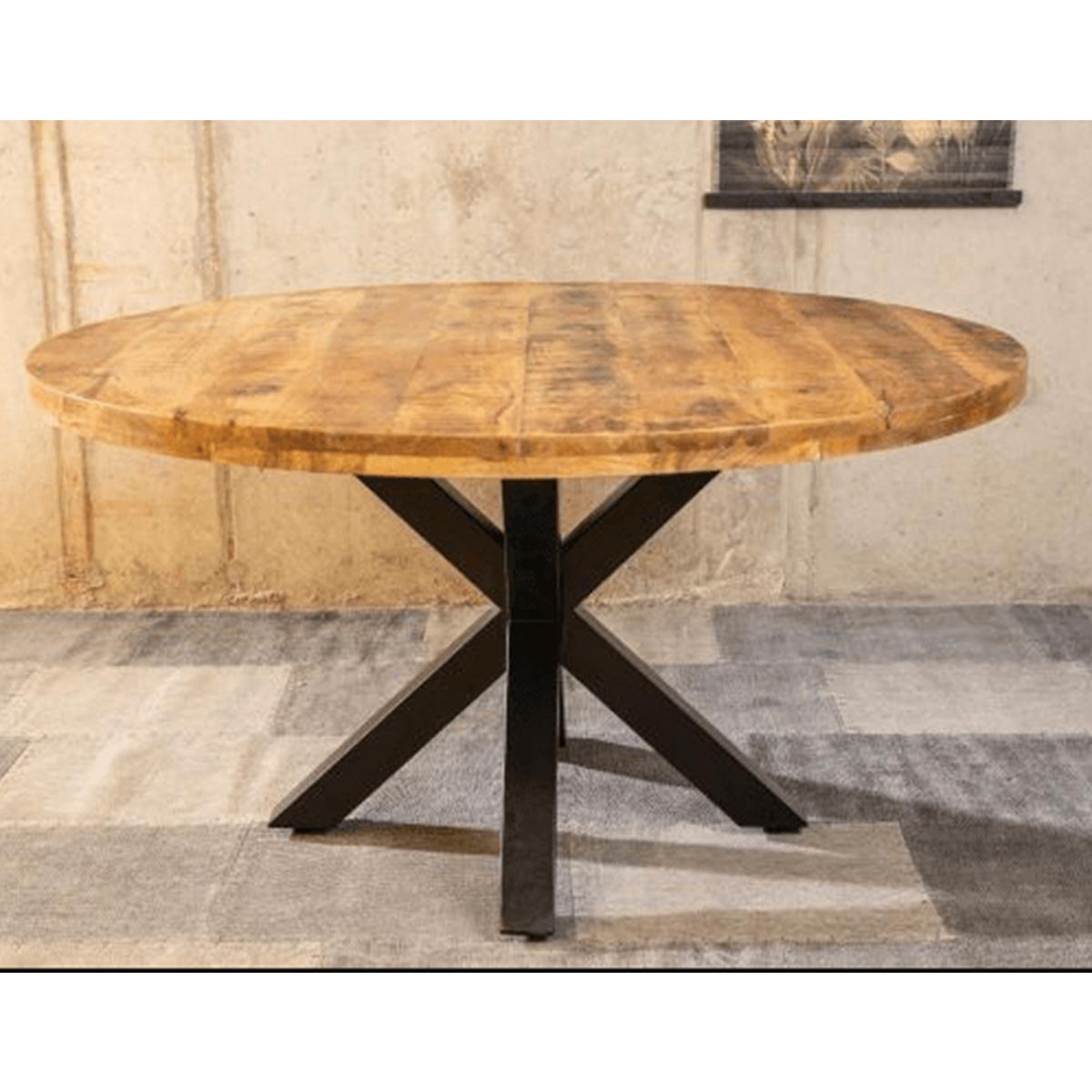 Wood Decor Rustic Round Dining Table, Mango Wood - Furniture Store In ...